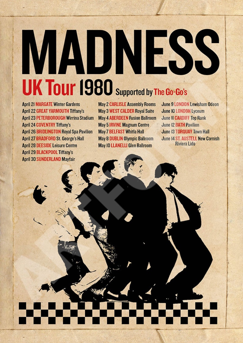 MADNESS Reimagined 1980 UK Tour Poster - Etsy UK