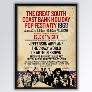 ISLE of WIGHT FESTIVAL 1968 Reimagined A3 Size Poster. - Etsy UK