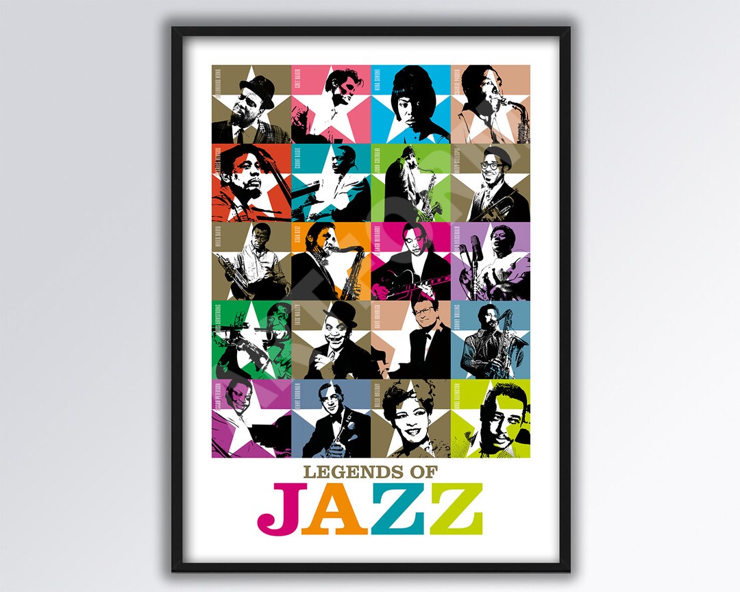 LEGENDS OF JAZZ A3 Size Print. John Coltrane. Miles Davis. Charlie ...