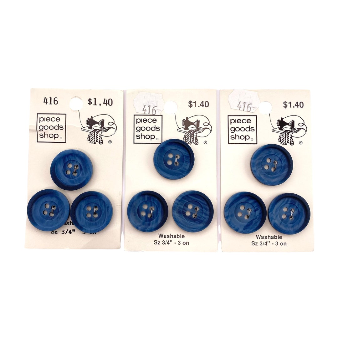 Vintage Blue Marble Swirl Buttons: 4-hole Sewing Notions (9 Total) - Etsy