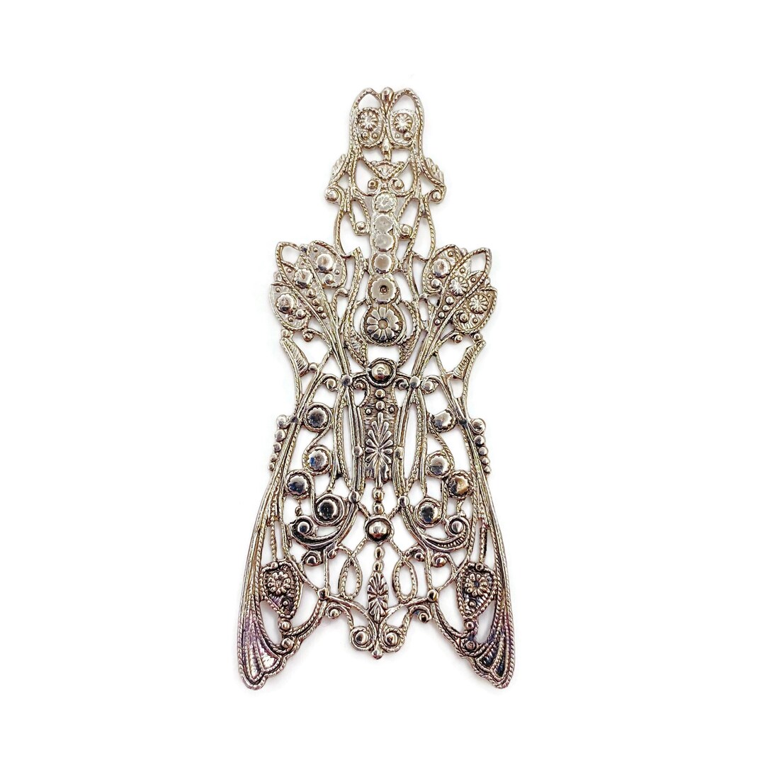 Vintage Silver Filigree Art Nouveau Floral Wing Drape (65mm) - Etsy