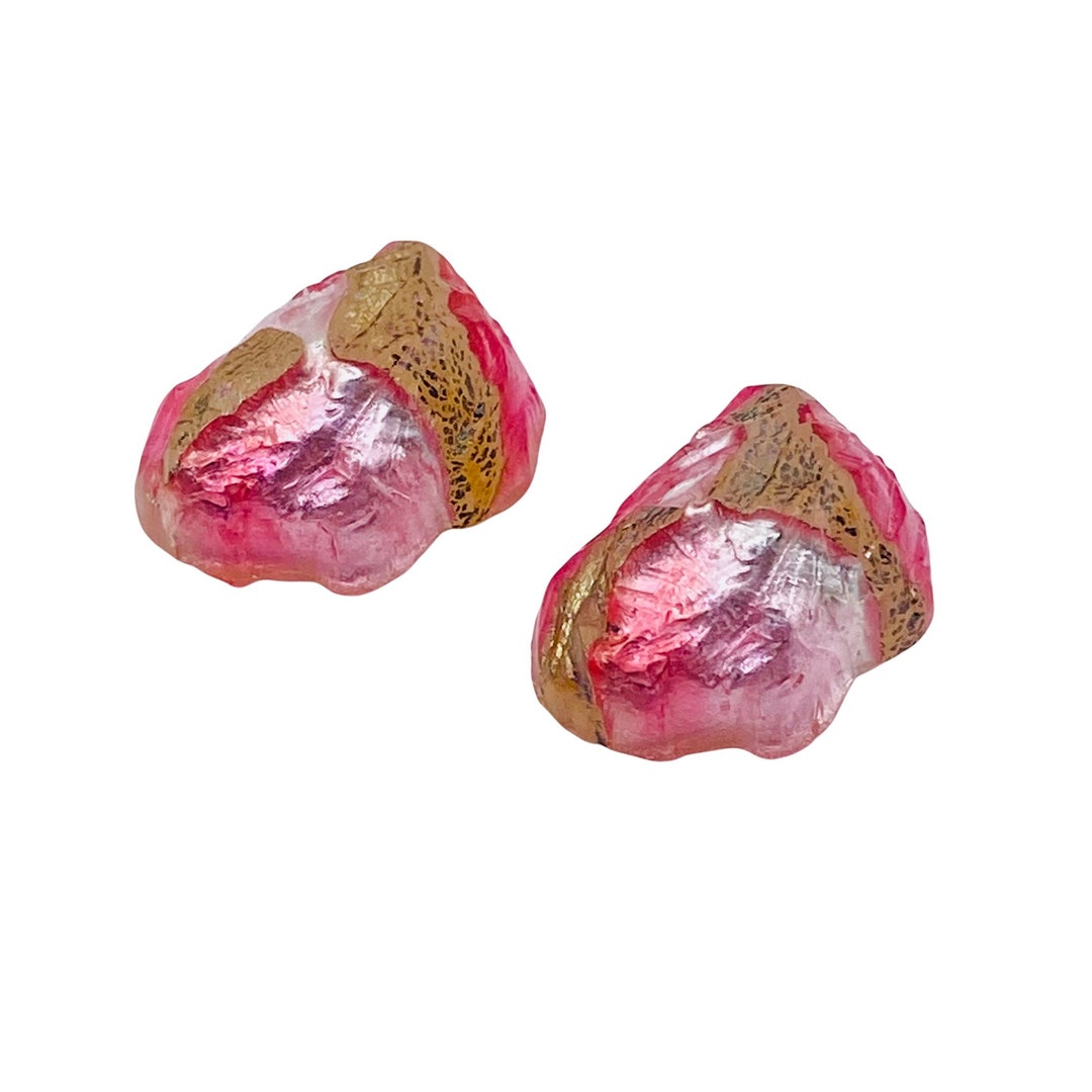 Vintage Schiaparelli Lava Rock Cabochons: Pink Silver Kryptonite Glass ...