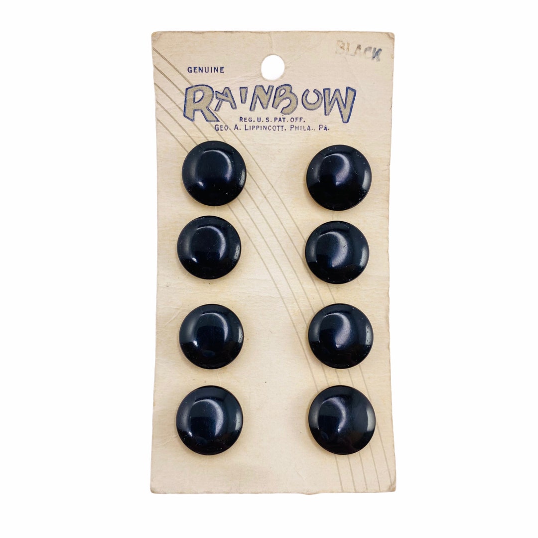 Vintage Jet Black Glass Shank Buttons: 16mm Sewing Supply Lot of 8 - Etsy
