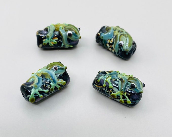 Lampwork Glass Beads Tree Frog 3D Tube Bead Figures Lot of 4 - Etsy