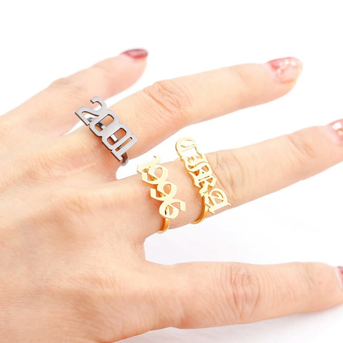Number Letters Ring • Custom Name Ring • Name Ring • Gift for Her ...