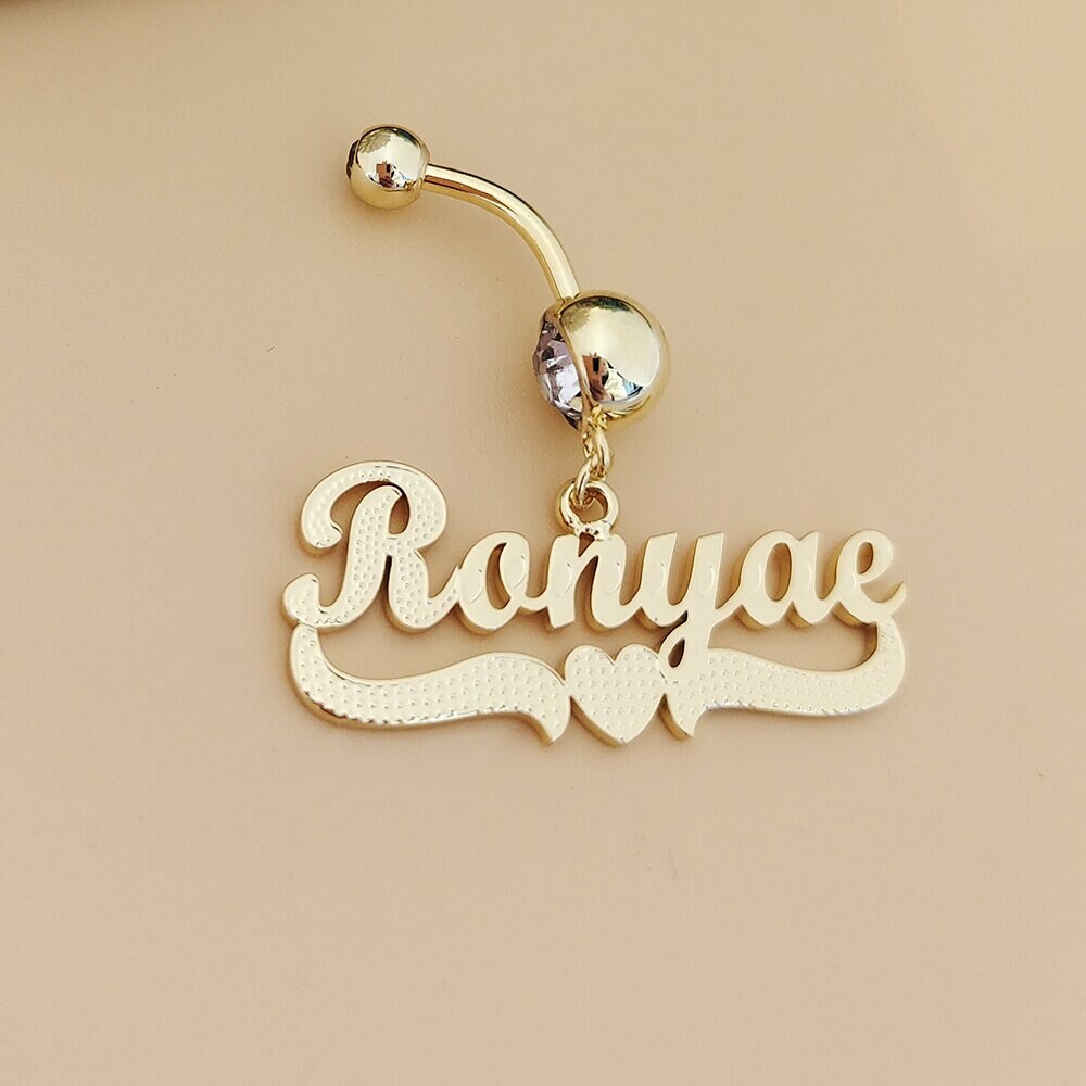 3D Name Belly Bottom Ring • Name Navel Ring • Belly Jewelry ...