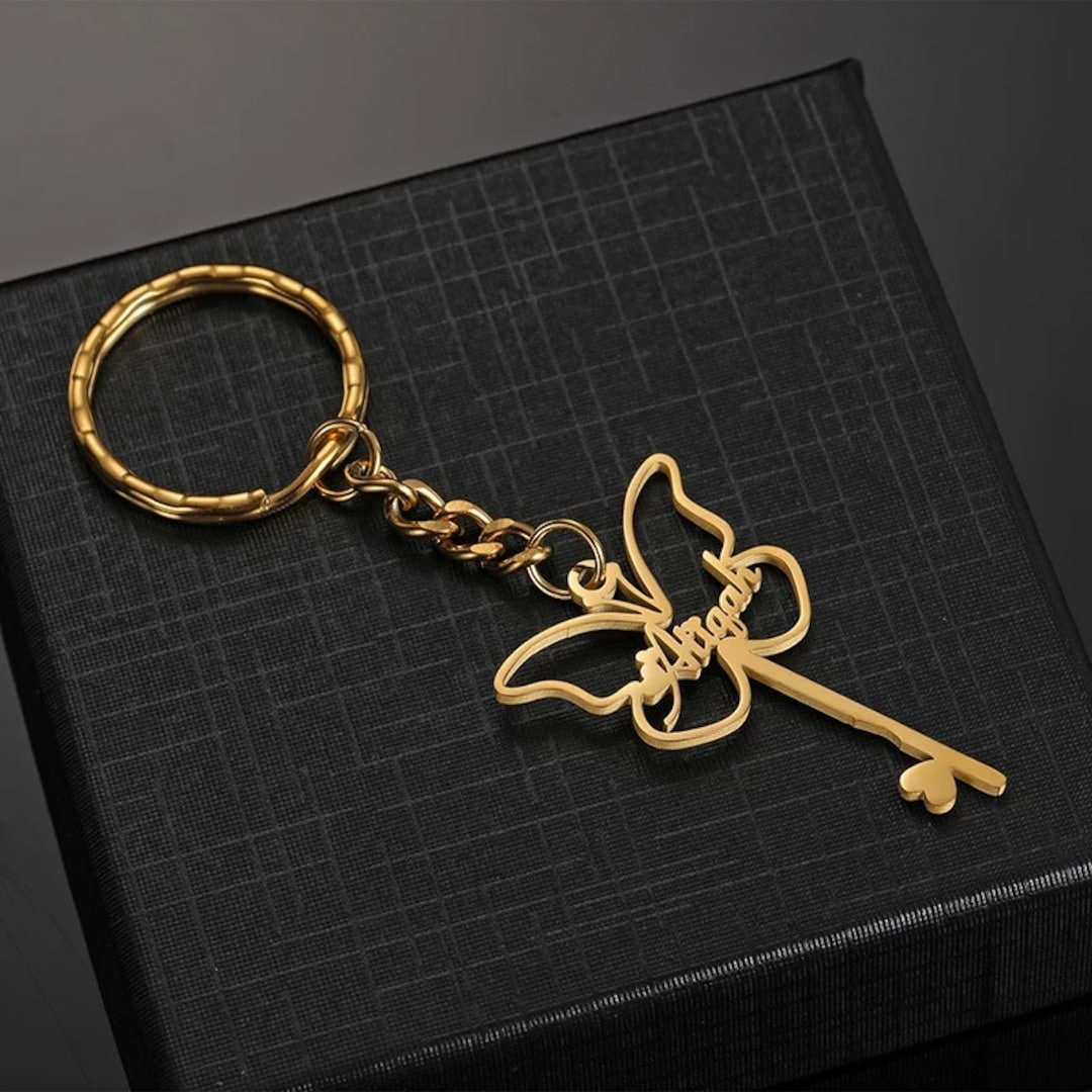 Custom Butterfly Name Keychain • Name Keychain • Personalized Keyring ...