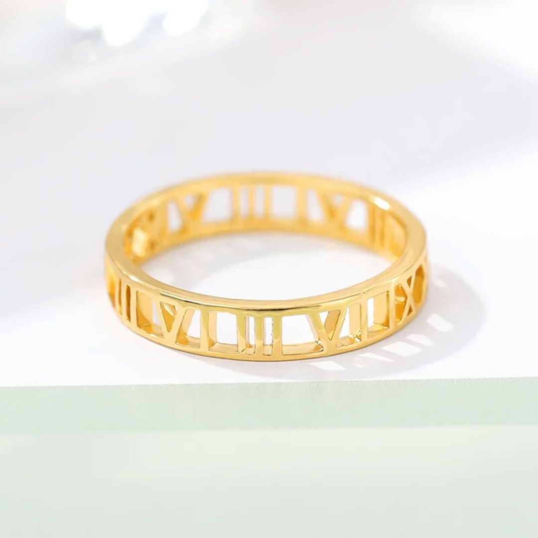 Roman Numerals Ring • Custom Name Ring • Name Ring • Gift for Her ...
