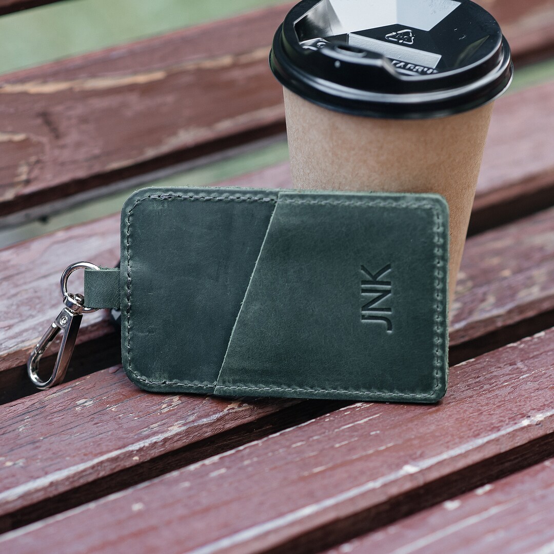 Personalized Leather ID Holder, Custom Badge Pouch, Secure ID Card ...