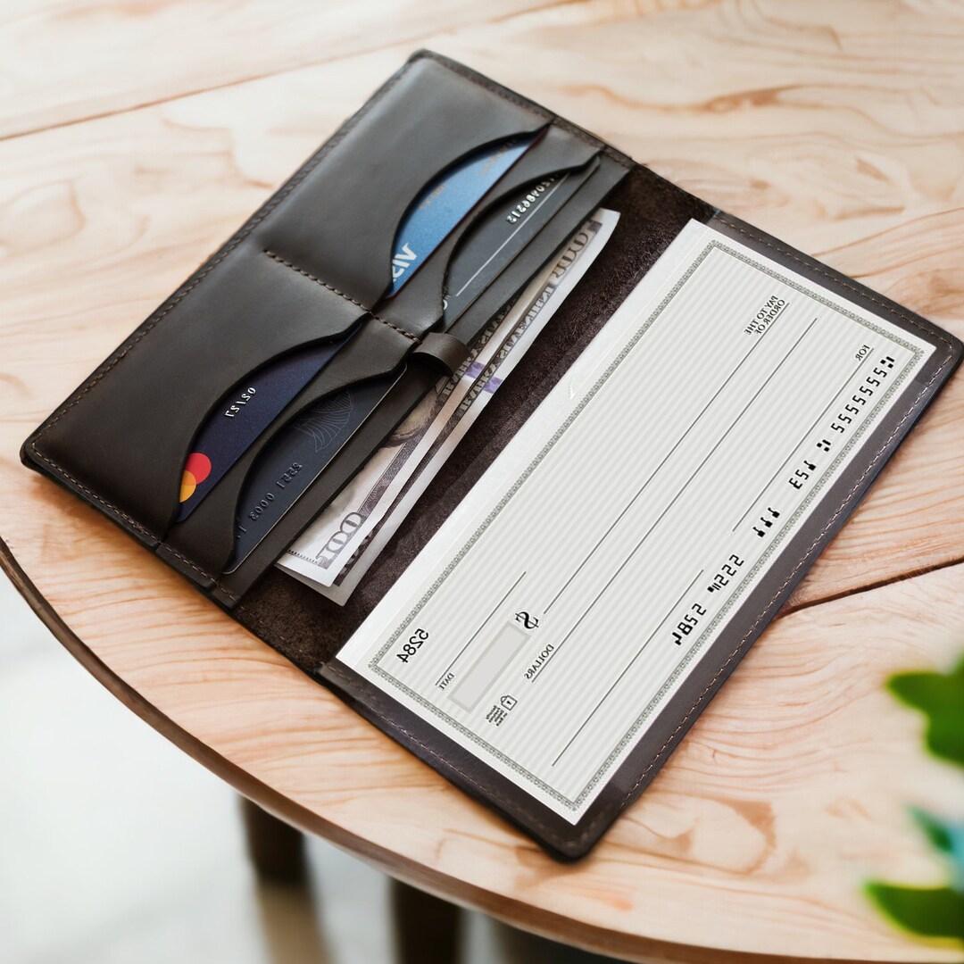 Personalized Leather Checkbook Cover, Customizable Check Wallet With ...