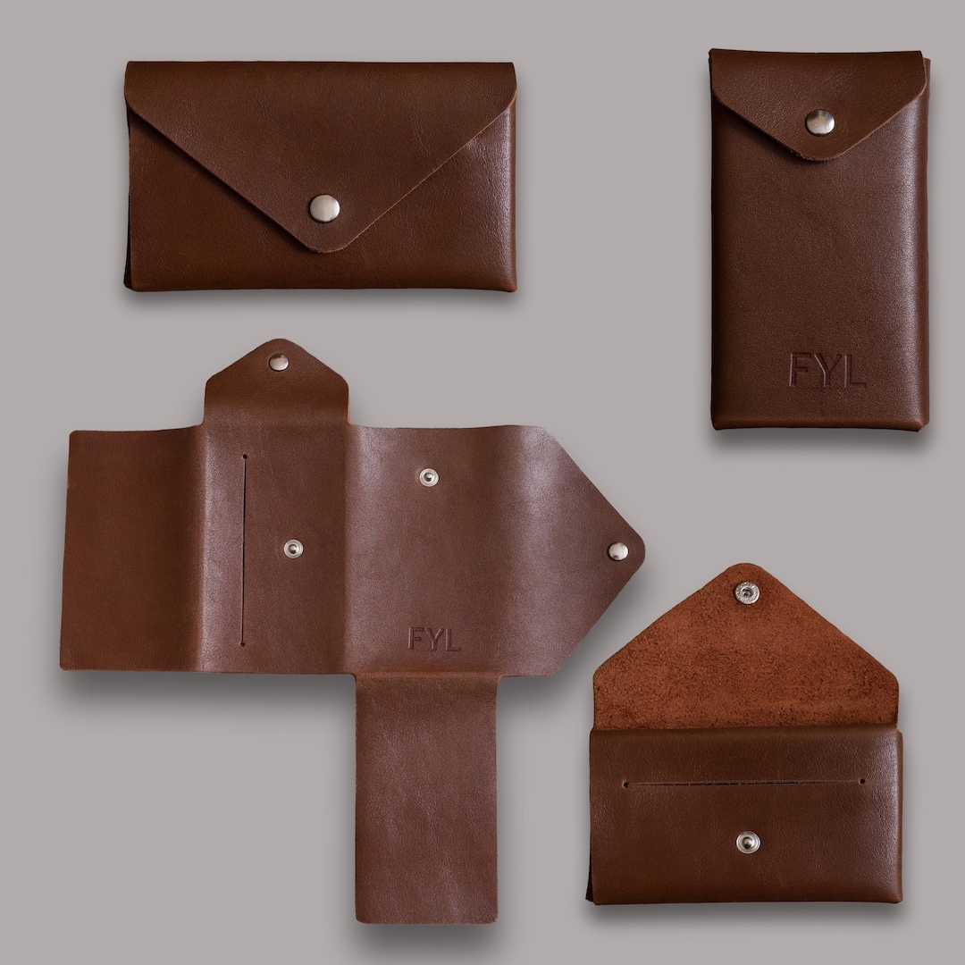 Custom Leather Origami Wallet With 2 Flaps - Minimalist Slim Design ...