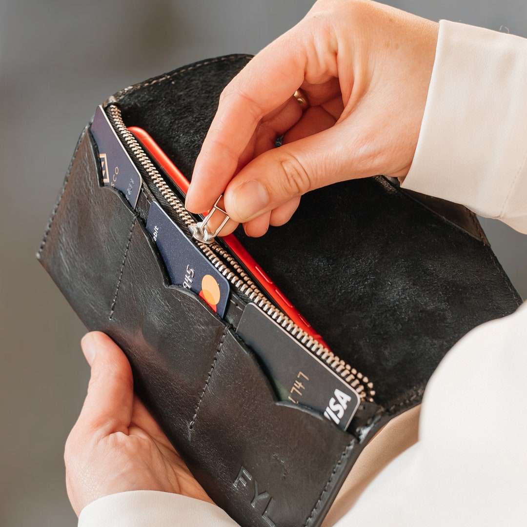 Personalized Leather Cash Envelope Wallet: Handcrafted Engraved ...