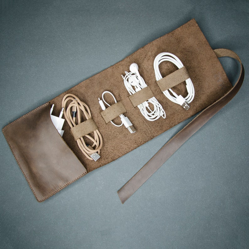 Personalized Leather Cable Holder Leather Cord Organizer - Etsy
