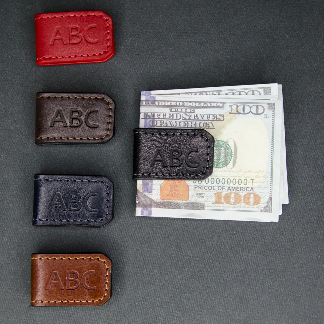 Personalized Leather Magnet Money Clip Stylish Multifunctional ...