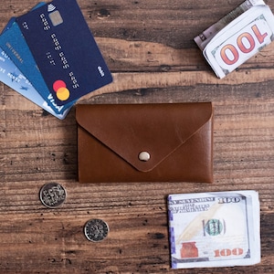 Custom Leather Origami Wallet With 2 Flaps - Minimalist Slim Design ...