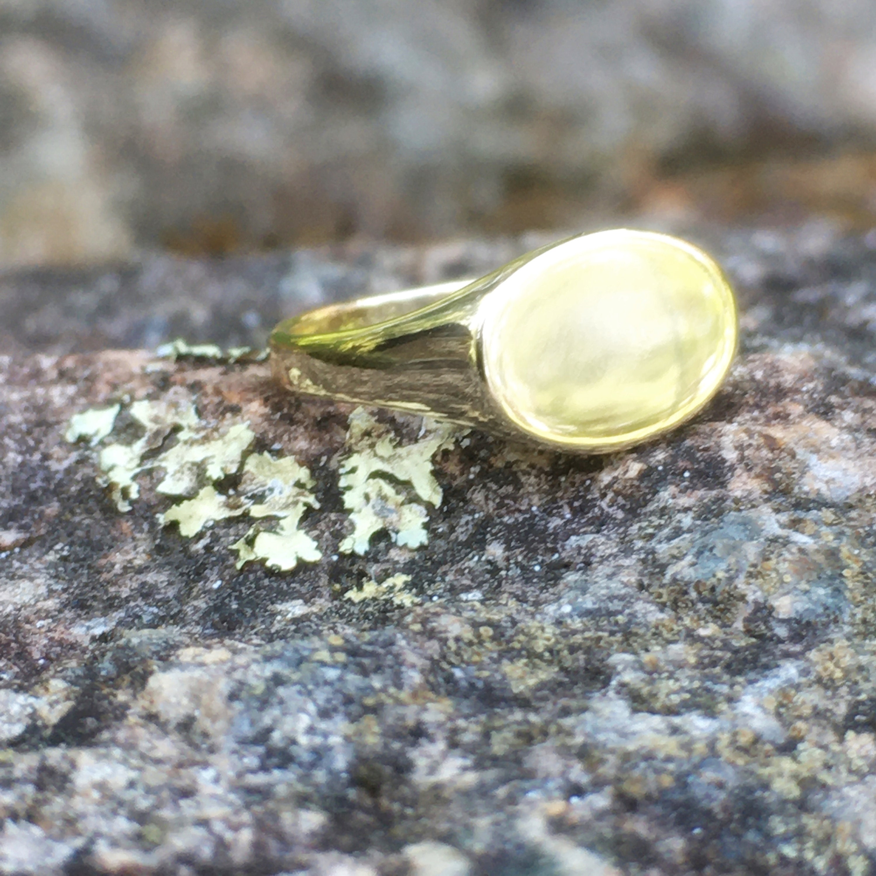 14k Solid Gold Oval Signet Ring - Engraveable Blank Ring - Etsy