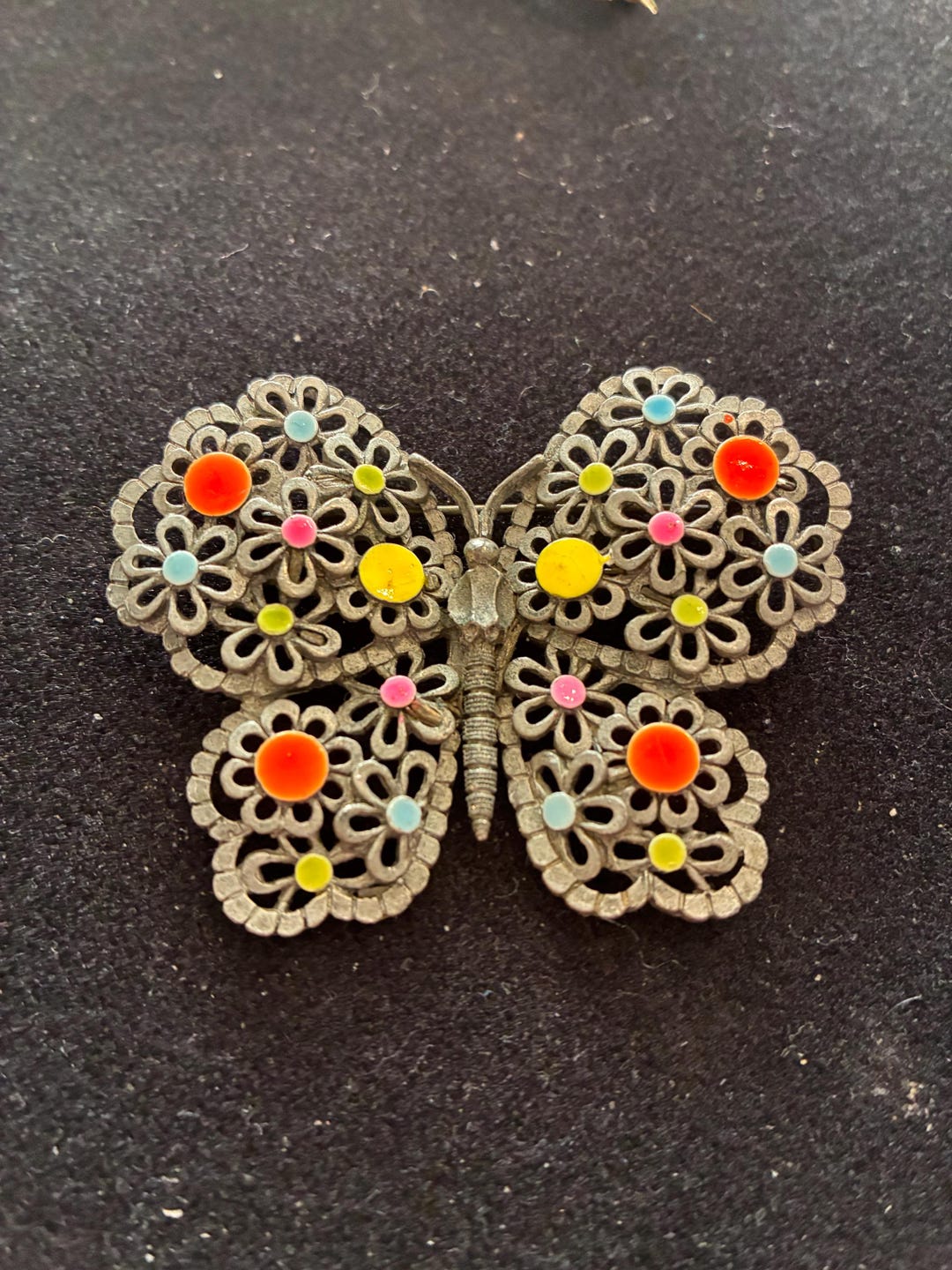 ART Vintage Butterfly Brooch With Neon Accents. - Etsy