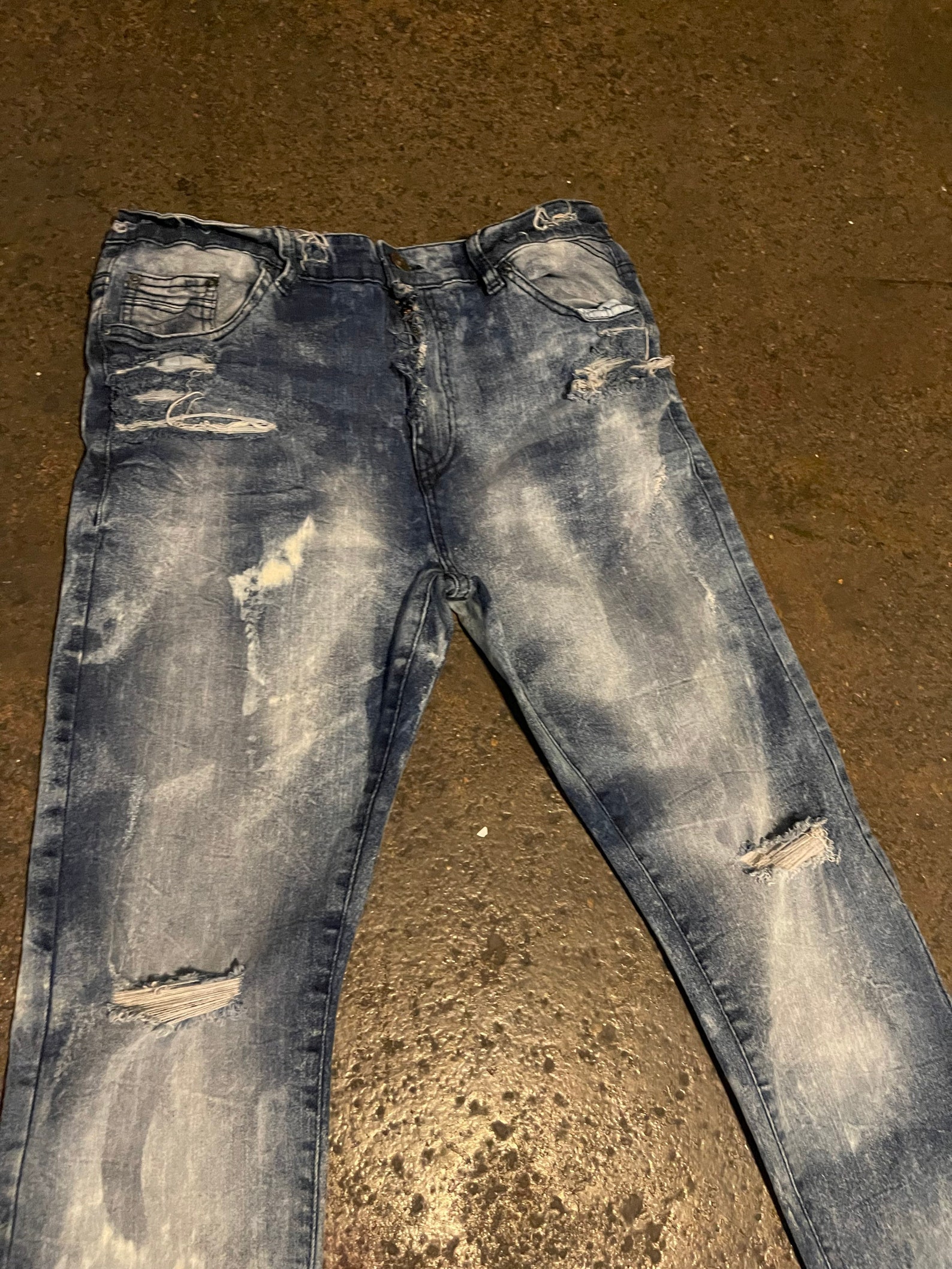 Mens Stacked Blue Clouds Jeans - Etsy