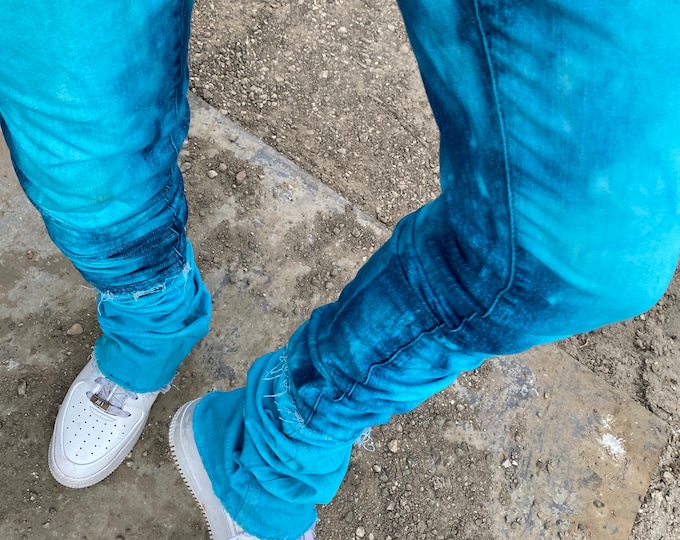 Men’s Custom Stacked Jeans - Etsy
