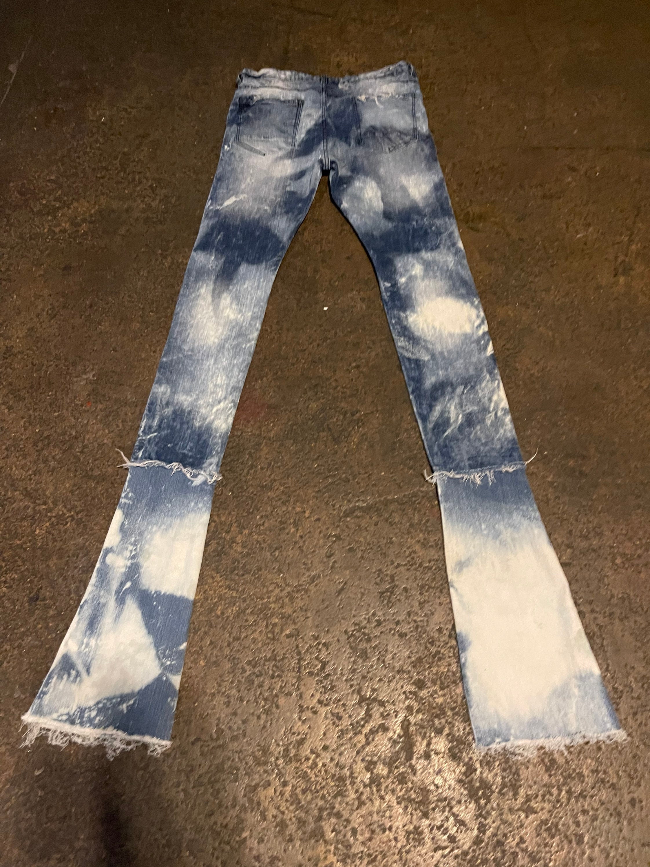 Mens Stacked Blue Clouds Jeans - Etsy