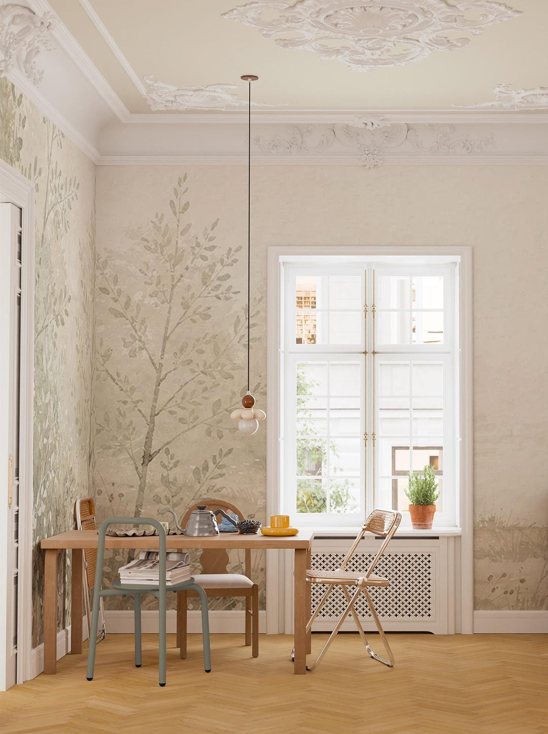 Watercolor Green Lagoon Botanical Mural: Peel & Stick and TNT Woodland ...