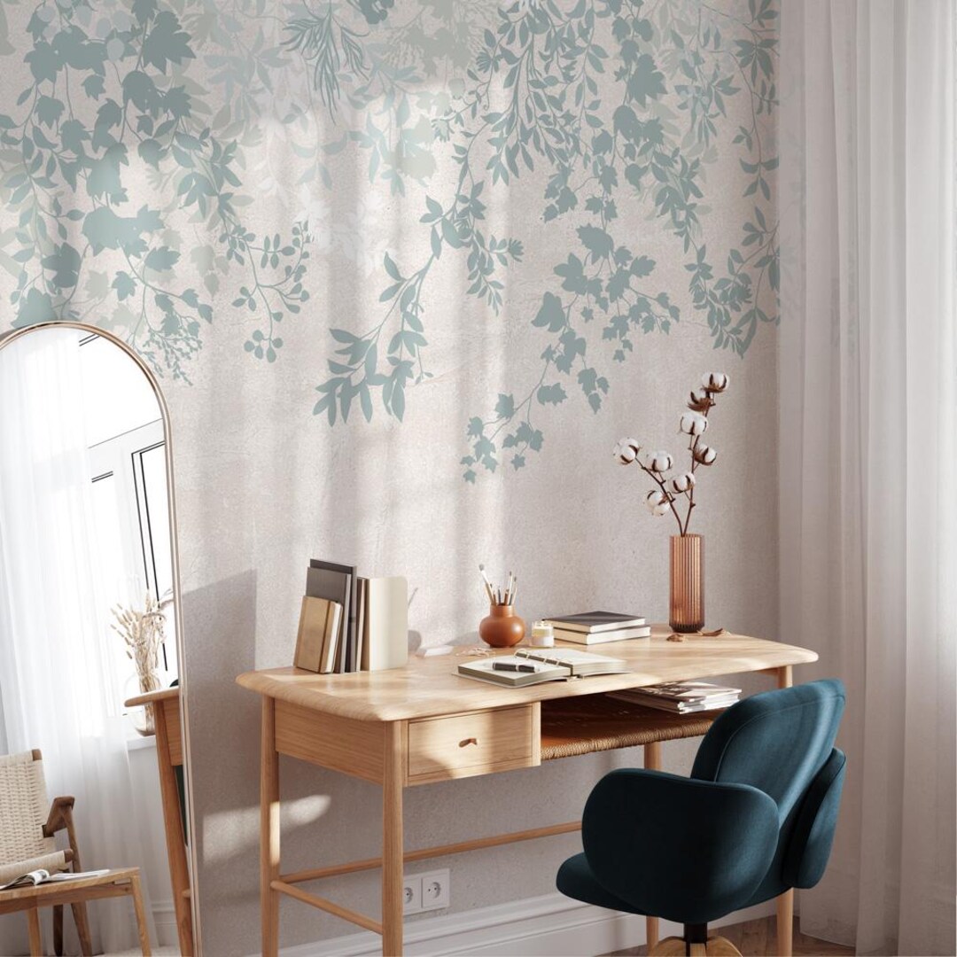 Rural Leaves Wall Mural, Removable - Regular Wallpaper, Scene, Rustic ...