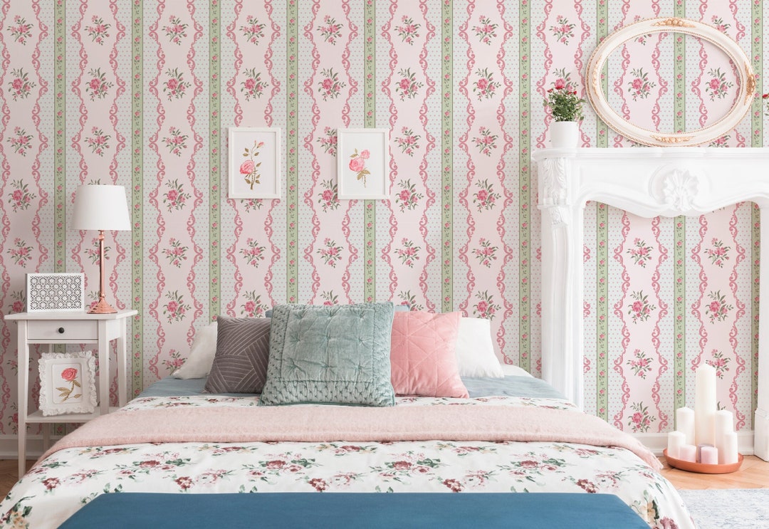English Cottage Floral Wallpaper: Victorian Botanical Wall Mural, Peel ...