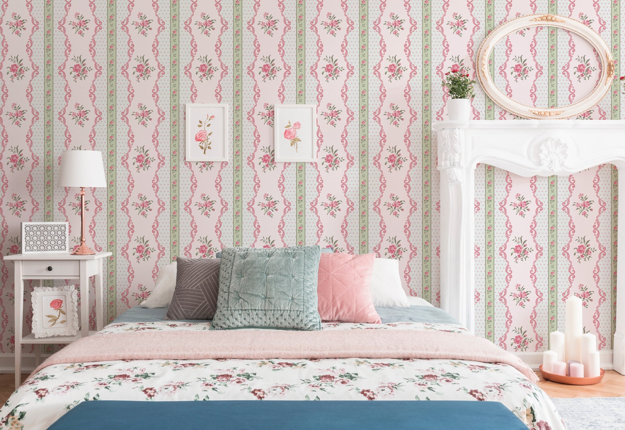 English Cottage Floral Victorian Wallpaper, Removable Peel and Stick or ...