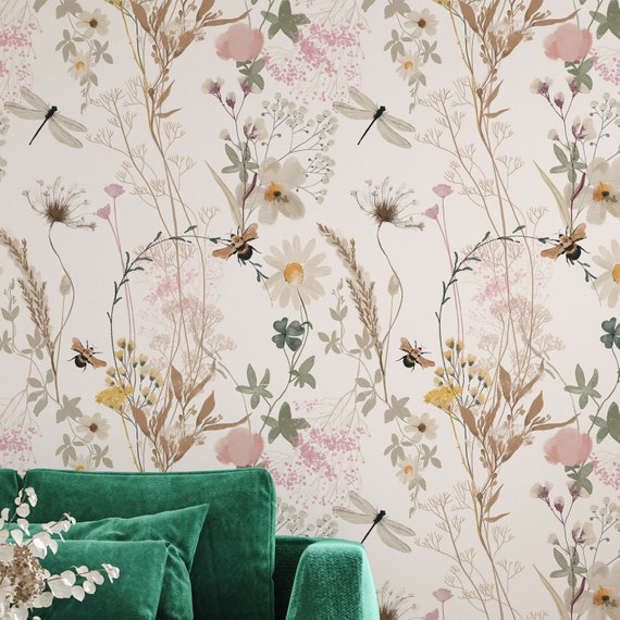 Wallpaper Wall Décor Sicily Orange Wallpaper Peel and Stick Floral ...