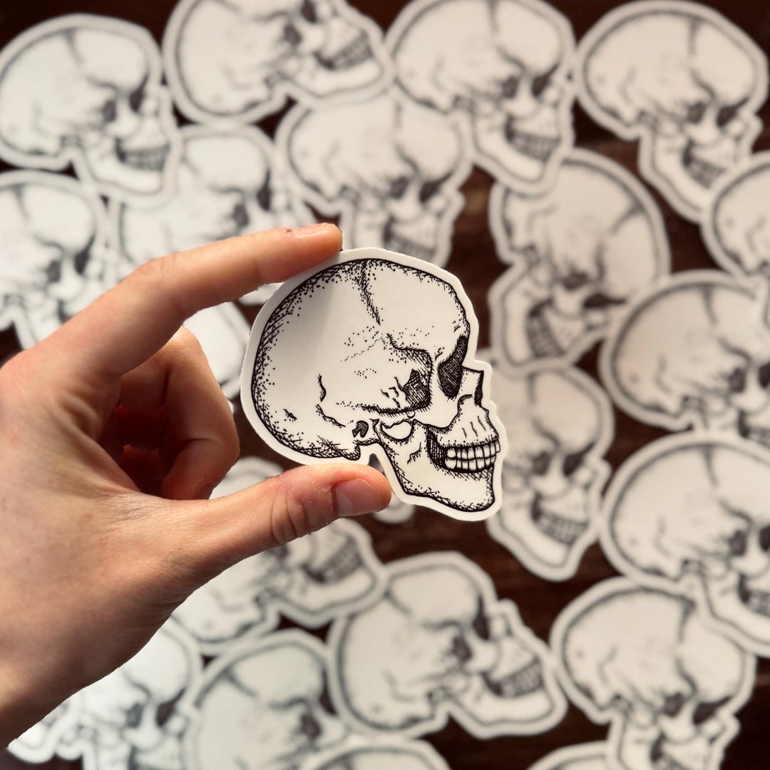 Skull Sticker, Skul Sticker for Water Bottle Laptop Guitar, Custom ...