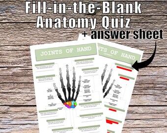 Joints of the Hand Anatomy Worksheet SINGLE FILLABLE | Etsy