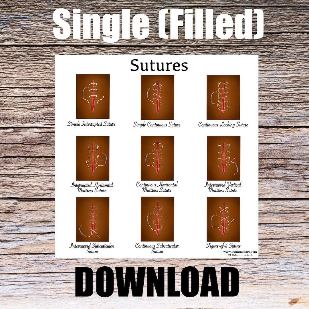 Suture Types Techniques Worksheet Single FILLED Digital Download Human ...