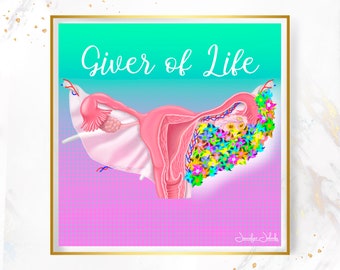 Uterus Anatomy Poster, Female Reproductive System, OBGYN Artwork ...