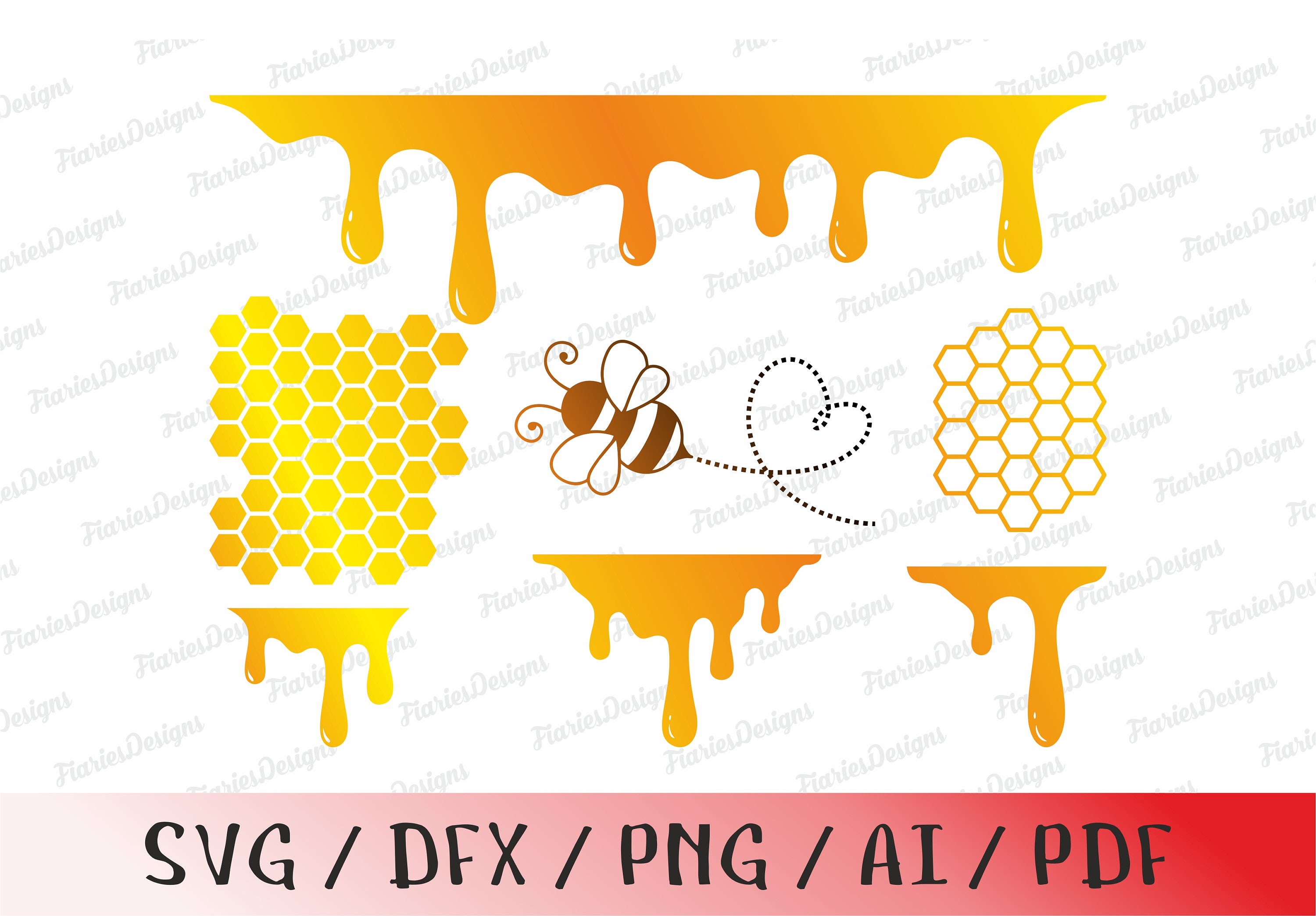 Honey Bee Svg, Honey Drips Cut File, Honeycomb Svg, Dripping Borders ...