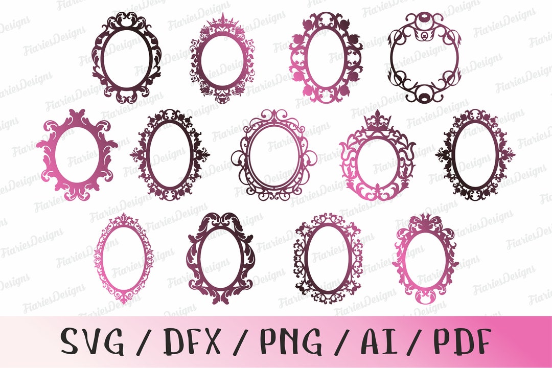 Wedding Monogram Frame, Laser Cut Circle Oval Shape Svg Wreath Bundle ...
