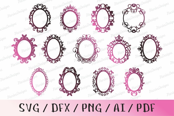 Wedding Monogram Frame Laser Cut Circle Oval Shape Svg Wreath - Etsy