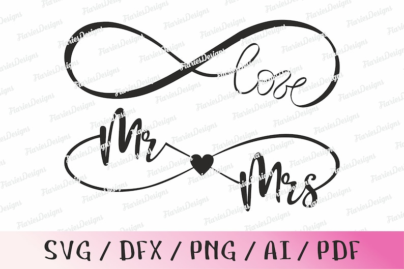 Infinity Sign SVG, Mr and Mrs With Heart Infinity Sign Bundle, Forever ...