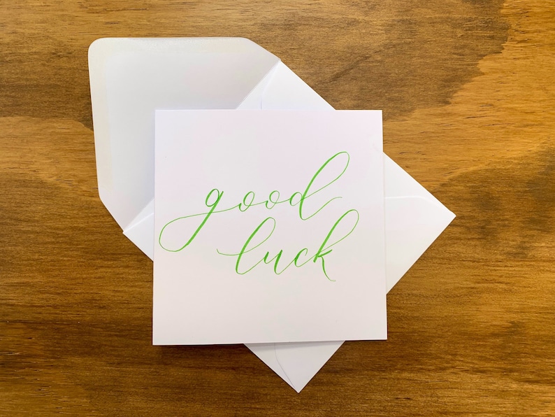 Good Luck Card Simple and Stylish Design with Calligraphy | Etsy