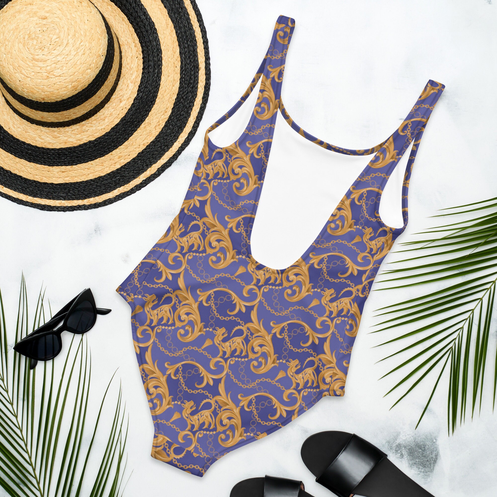 Blue Chain One-piece Swimsuit - Etsy