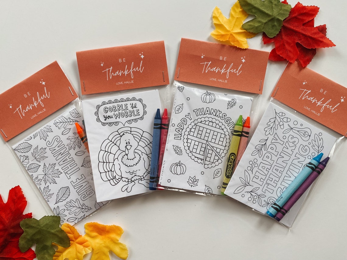 Thanksgiving Party Favor Mini Coloring Sheet With Crayons - Etsy