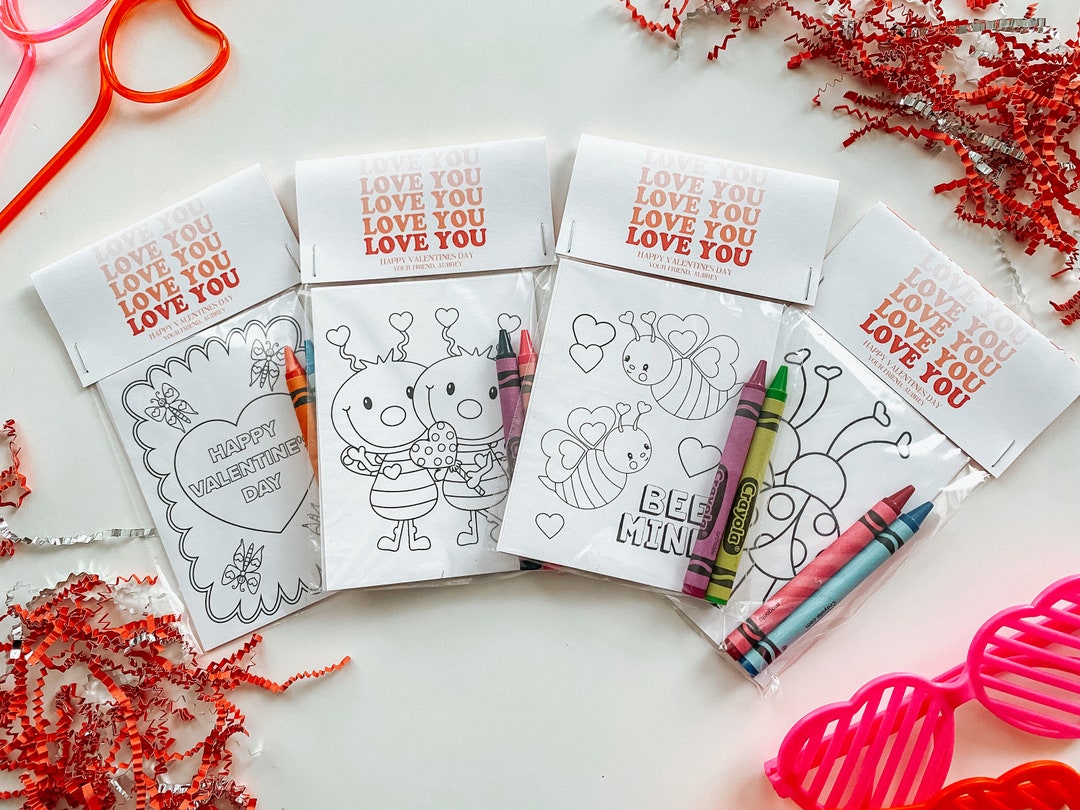 Printable Love Bug Valentines Mini Coloring Sheets With Crayons ...