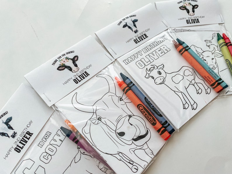 Farm Animal Birthday Party Favors Party Favor Mini Coloring - Etsy