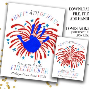 Fourth of July Handprint Craft for Kids, Printable Fourth of July Craft ...