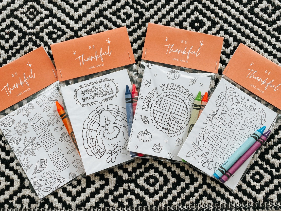 Thanksgiving Party Favor Mini Coloring Sheet With Crayons - Etsy