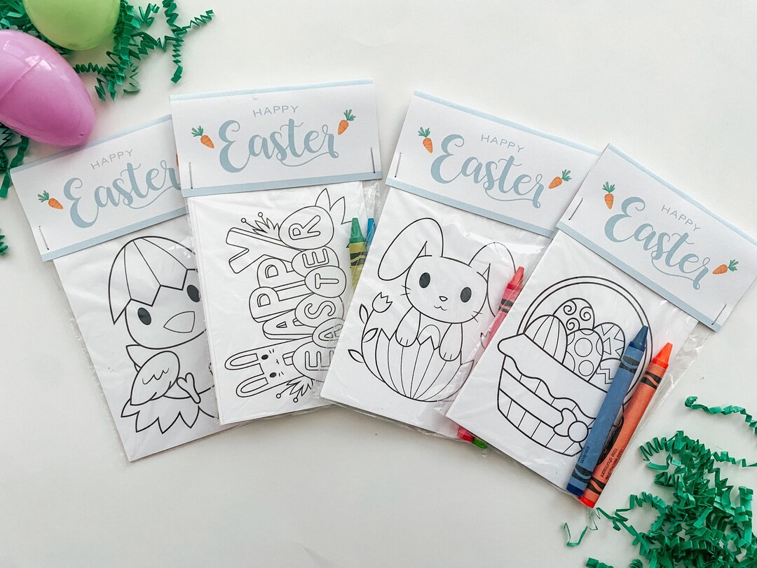 Easter Coloring Sheet Favor, Easter Mini Coloring Sheet With Crayons ...
