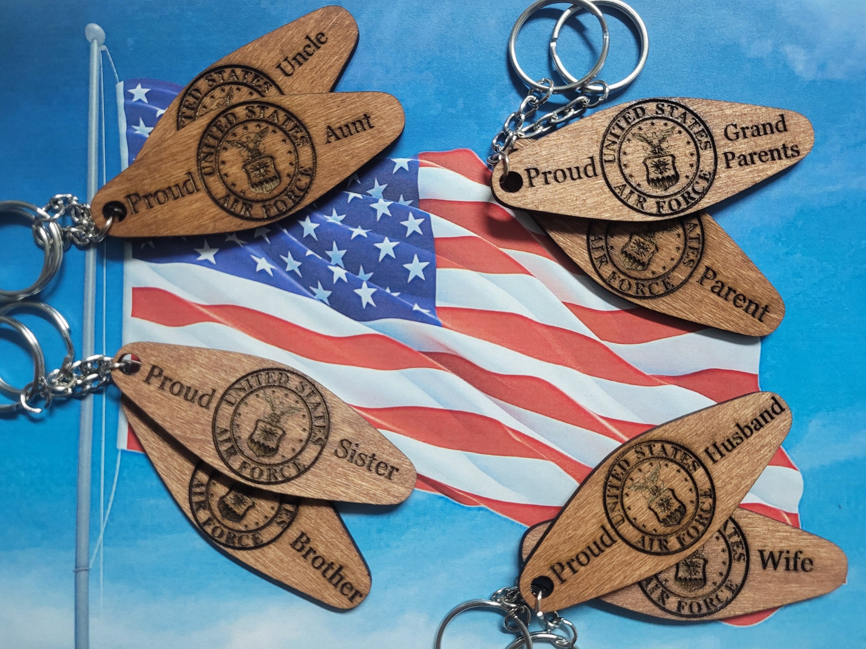 Laser-etched, Hotel Style, Wooden, Military Keychains - Etsy