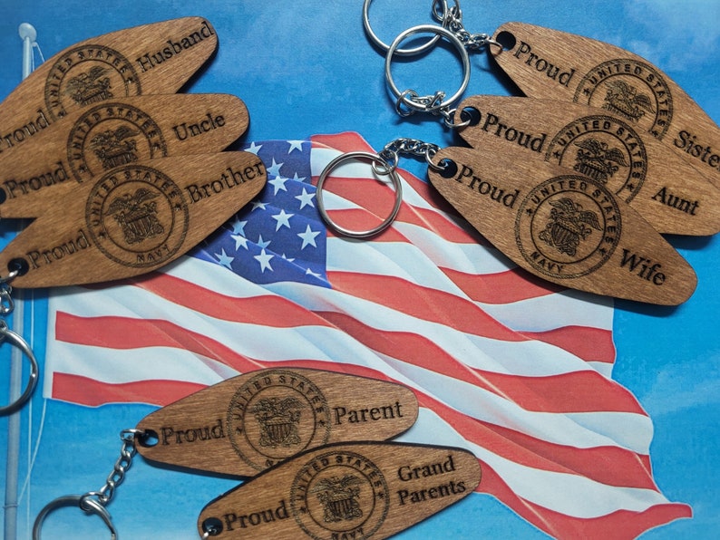 Laser-etched, Hotel Style, Wooden, Military Keychains - Etsy