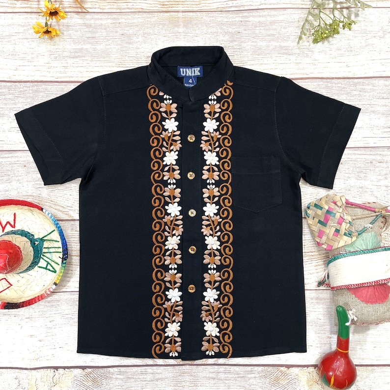 Unik Premium Quality Boys Guayabera Floral Pattern Shirts , Short ...
