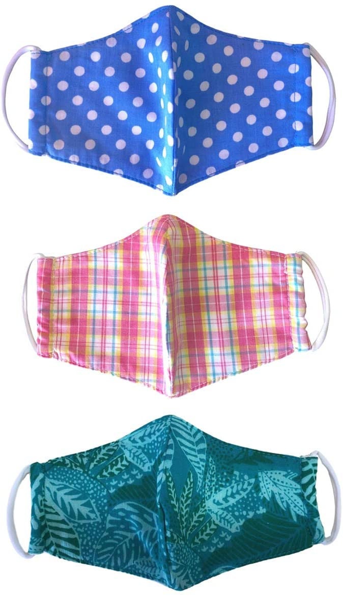 Kids Cloth Face Mask, Pack of 3, Cotton, 2 Layers, Washable, Reusable ...