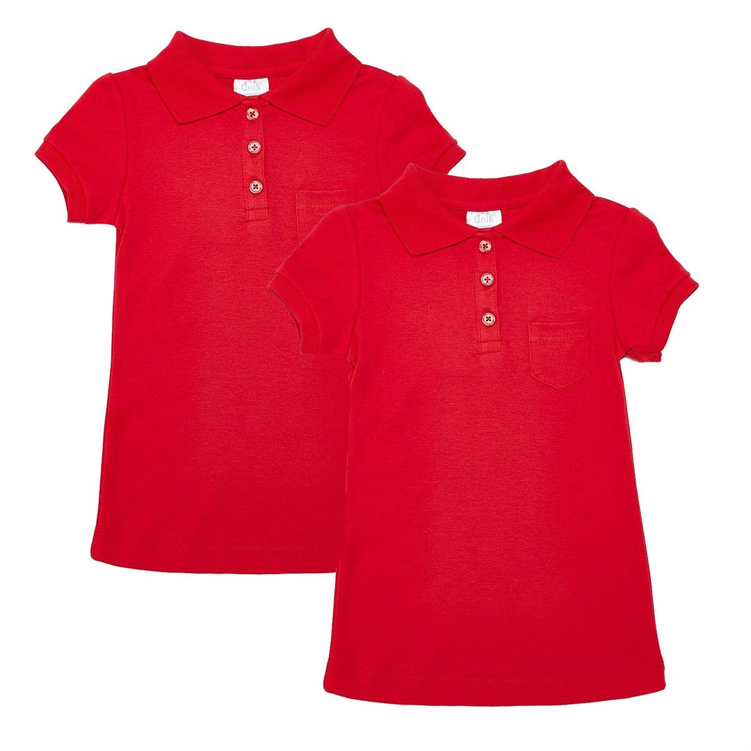 Unik Girl's Uniform Polo Shirt With Pocket Slim Fit (pack of 2) (pack ...